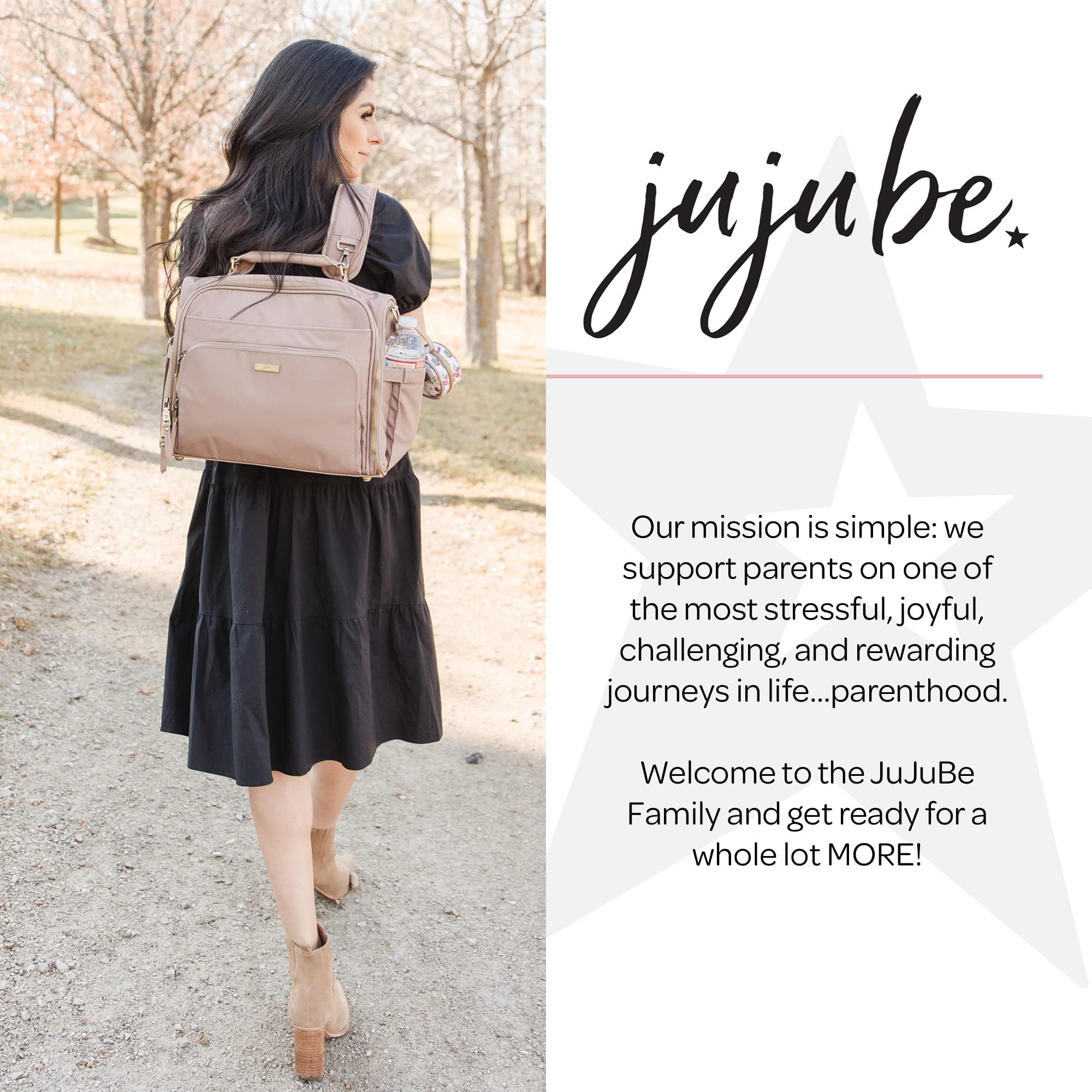 JuJuBe | Eco BFF Baby Diaper Bag Backpack - Convertible Messenger Bag Travel Backpack for Women - Made from Recycled Materials | Truffle