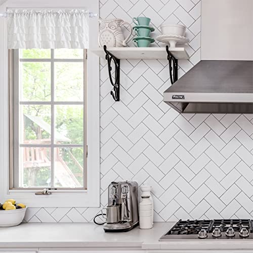 WestWeir White Ruffle Kitchen Valances for Windows- Valance Curtain for Living Room,Farmhouse Decor 50 w x 18 inch Length 1 Panel