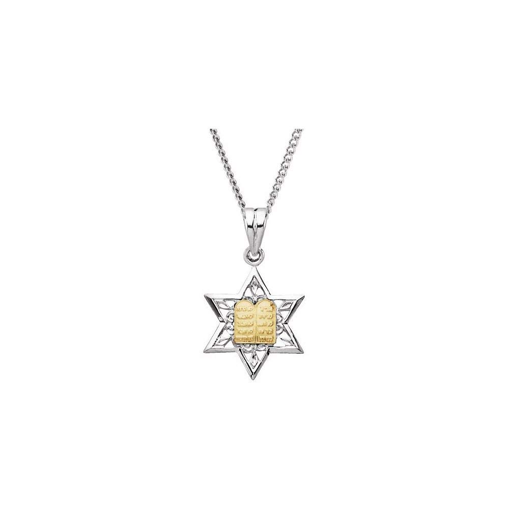 DIAMOND JEWELRY NY Sterling Silver & 14K Yellow Gold 19.92X14.9mm Star Of David Pendant