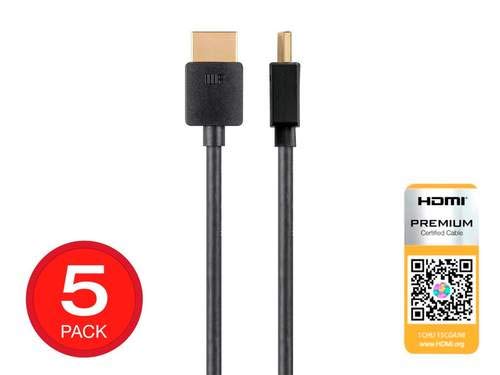 Monoprice Certified Premium HDMI Cable - 3 Feet - Black (3 Pack) 4K@60Hz HDR 18Gbps 36AWG YUV 4:4:4 - Ultra Slim Series
