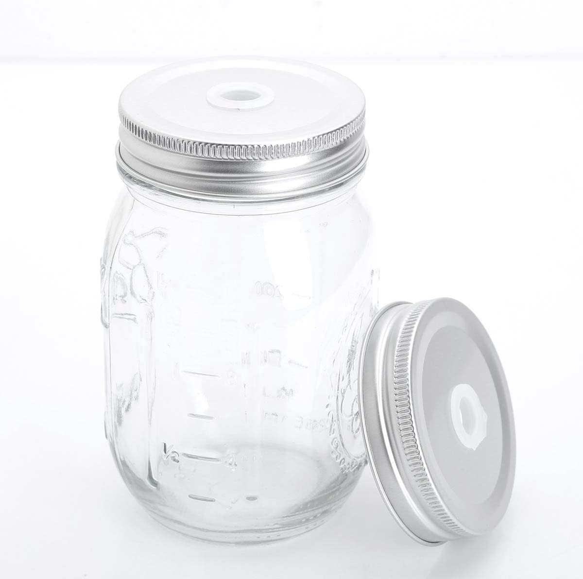 Gisedkle 30 Pcs Regular Mouth Mason Jar Lids with Straw Hole Compatible,Metal Mason Canning Lids Decorative Mason Jar Caps for Drinking&Food Storage.
