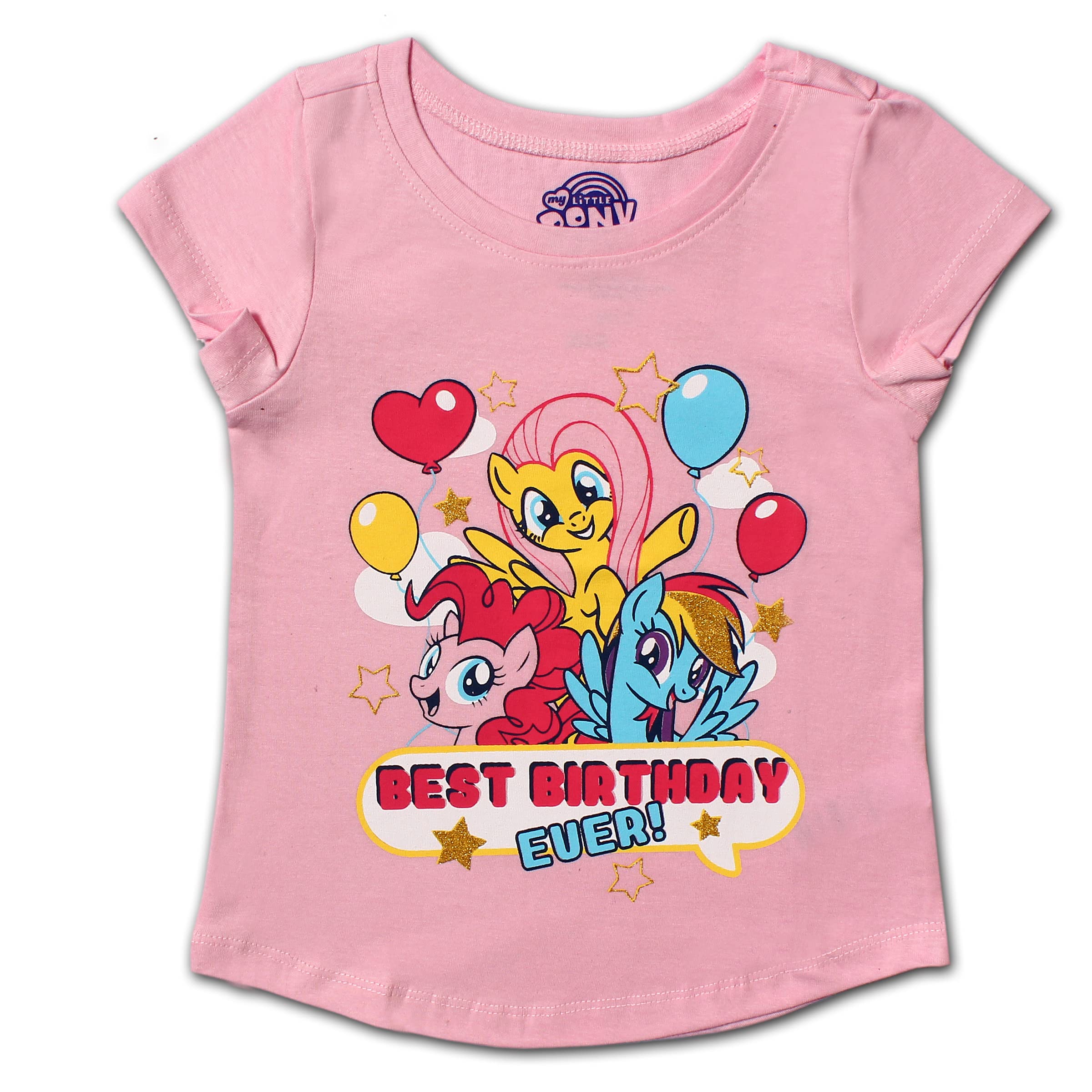 My Little Pony Girl's Best Birthday Ever Blouse Tee Shirt, Short Sleeve, Pink, Size 6