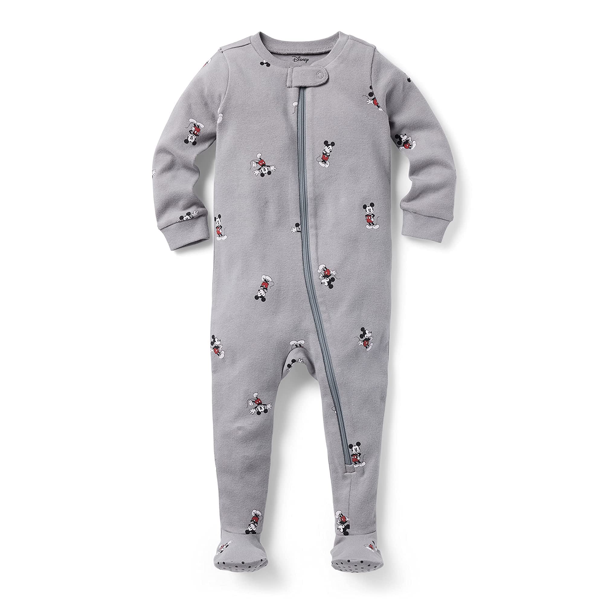 Janie and Jack Baby Boy's Mickey One-Piece Sleepwear (Infant) Grey 3-6 Months