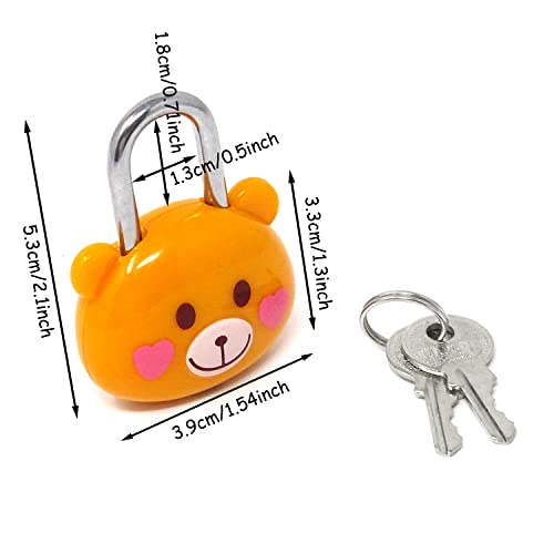 Honbay Cute Cartoon Animal Padlock Mini Brown Bear Padlock Lock with Key - for Jewelry Box, Purse, Handbag, Backpacks, Cabinet, Treasure Chest, Suitcases, Lockers, Letter Box, Diary, Notebook, etc