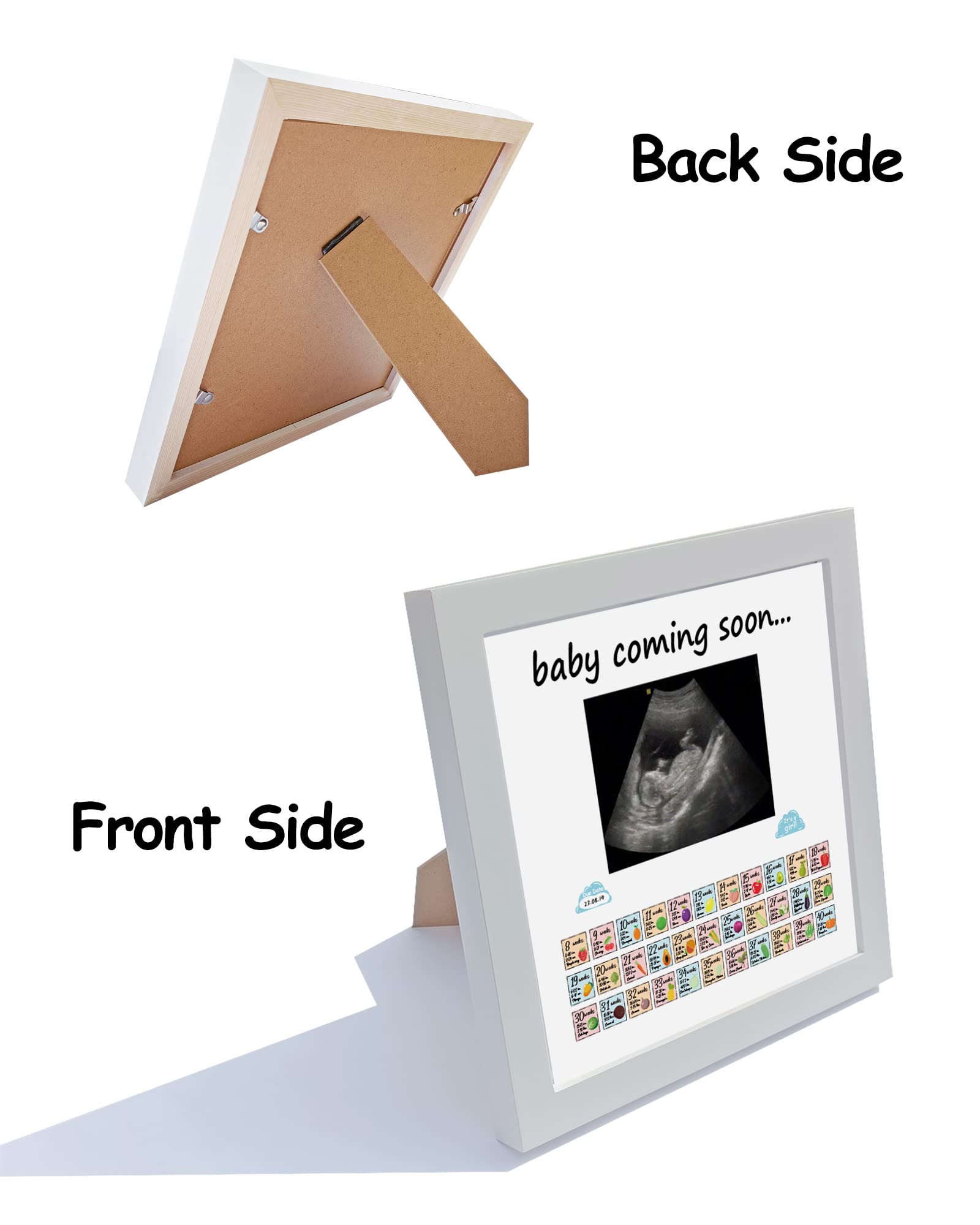 Ezyaid Ultrasound Picture Frame, Sonogram Photo Frame with Pregnancy Weekly Stickers for Baby Count Down Keepsake