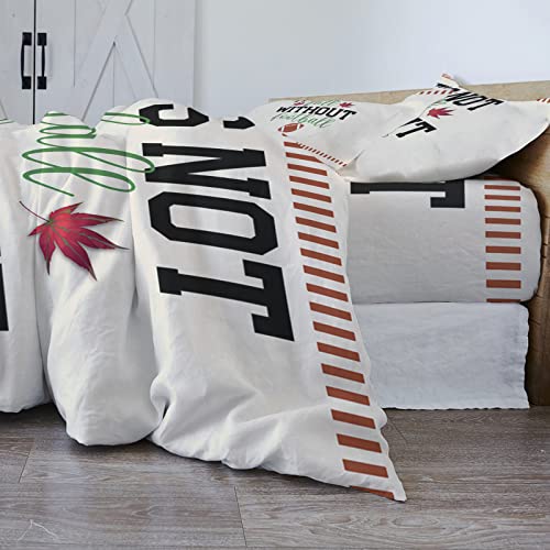 Twin Duvet Cover Set - American Football 4 Pcs Comforter Cover Bedding Sets with Zipper Closure, Fall Red Maple Leaf Red Striped Microfiber Bed Sheet Soft Quilt Cover with 2 Pillow Shams