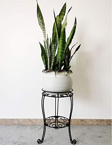 TREEZITEK 18.9inch Tall Plant Stand for Flower Pot Heavy Duty Potted Holder Indoor Outdoor Metal Rustproof Iron Garden Container Round Supports Rack