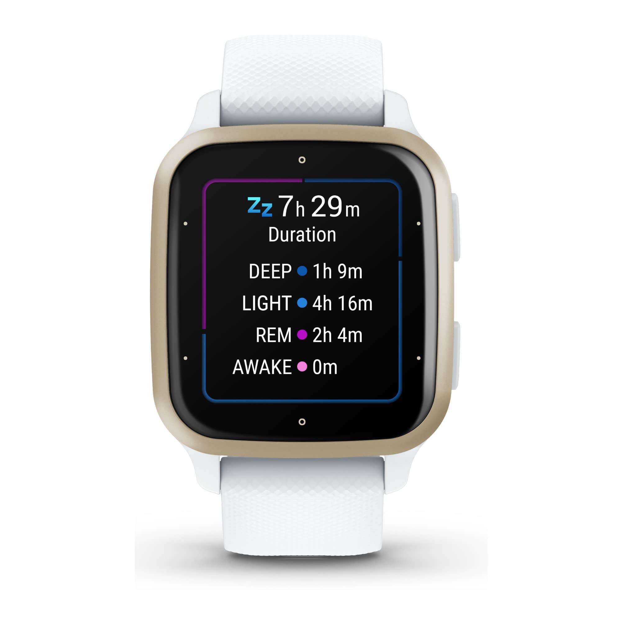 Garmin Venu Sq 2 Smartwatch (Cream Gold/White) Bundle with Powerful Bass Earbuds and Wellness Plus Software (3 Items)