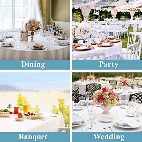 VidaFete 6 Pack 120inch Round Tablecloth Polyester Table Cloth,Stain Resistant and Wrinkle Polyester Dining Table Cover for Kitchen Dinning Party Wedding Rectangular Tabletop Buffet Decoration(White)