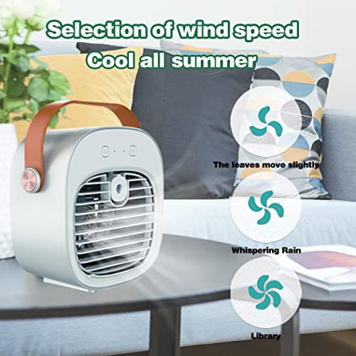 Portable Air Conditioner,10000mAh Mini Air Cooler Conditioner Fan,USB Personal Air Cooler With Humidifier,3 Speed Silent for Desktop,Office,Room,Bedroom,Travel,Car,Indoor & Outdoor activities.(White)