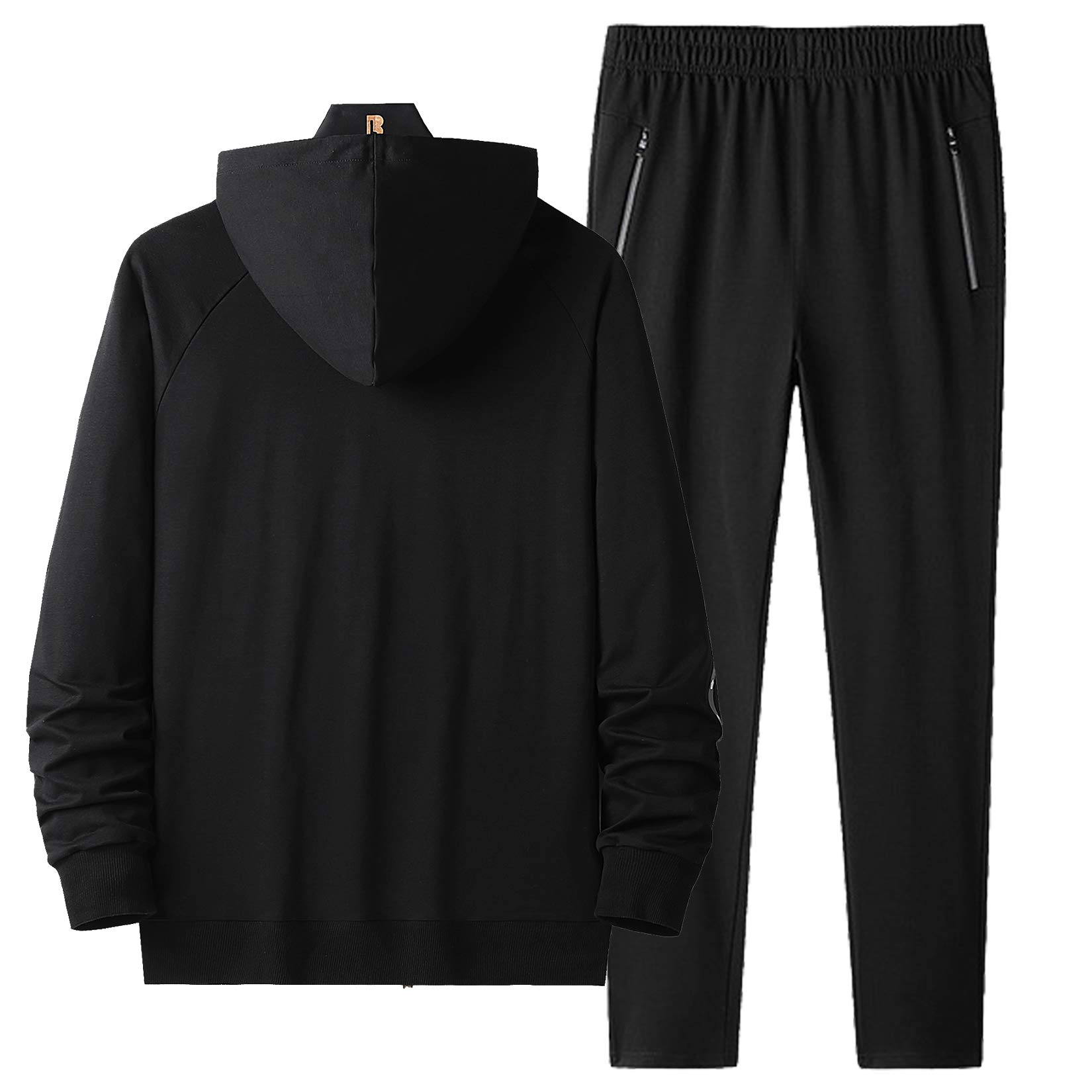 DOSLAVIDA Men's Athletic Sweatsuits Set 2 Piece Outfits Hooded Track Suits Casual Running Jogging Sports Jacket And Pants