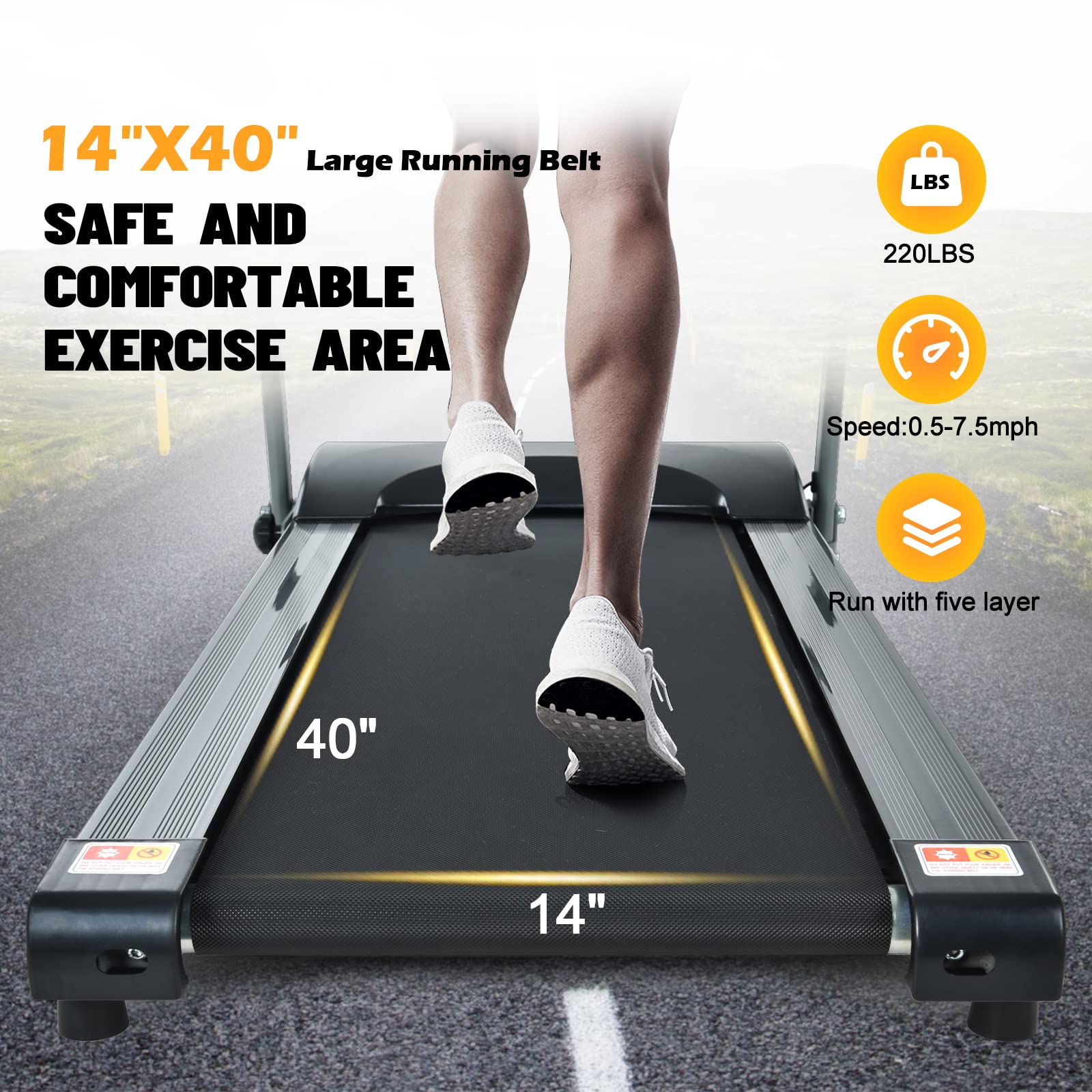 FYC Folding Treadmill for Small Apartment, Electric Motorized Running Machine for Gym Home, Fitness Workout Jogging Walking Easily Install Space Save