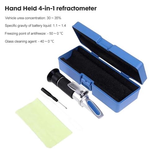 KYKYK Refractometer, Handheld Car Battery Automobile Refractometer 4 in 1 Engine Fluid Glycol Antifreeze Freezing Point Tester for Fruit, Homebrewing, Juice, Vegetables