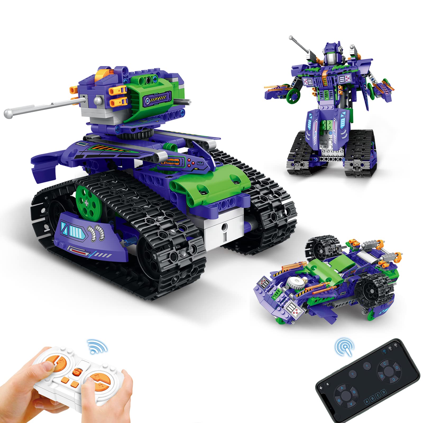flycites Remote Control Building Kit, 3-in-1 STEM Projects Building Sets Robot Toys, APP & Remote Control Samurai,Programmable Science Learning Kit Birthday Gifts for Boys and Girls