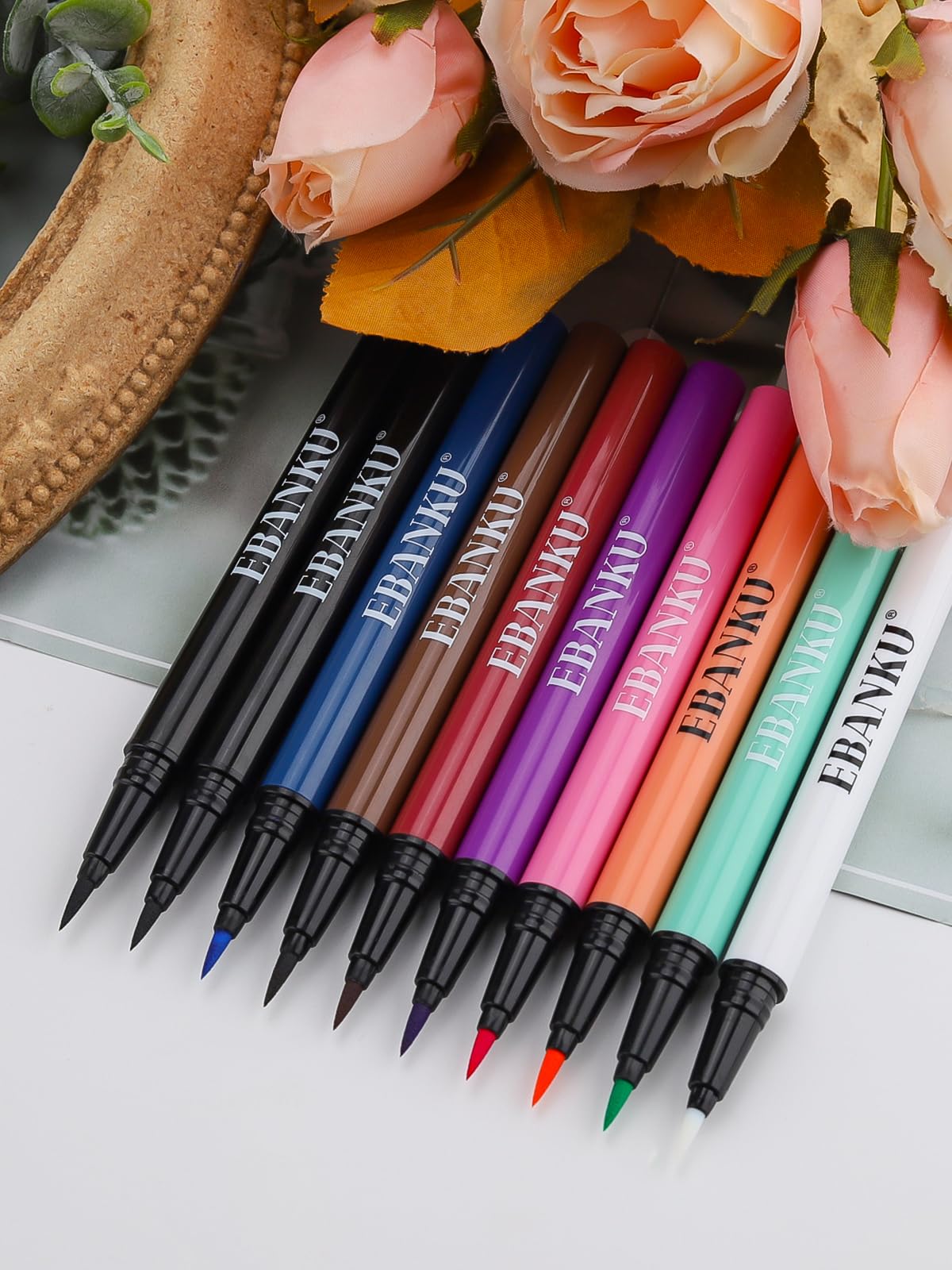 EBANKU 9 PCS UV Glow Neon Matte Liquid Eyeliner Set with 1 PCS Lash Glue Colorful Long Lasting Eyeliner Pencil Halloween Christmas Eyes Makeup Kit