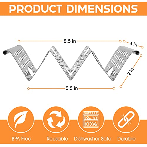 ORIGENUIN Set of 4 Premium Stainless Steel Taco Holder Racks | Taco Holder Plate Shell Stands, Stylish Taco Tray Easy Filling & Serving | Grill-Oven, Dishwasher Safe