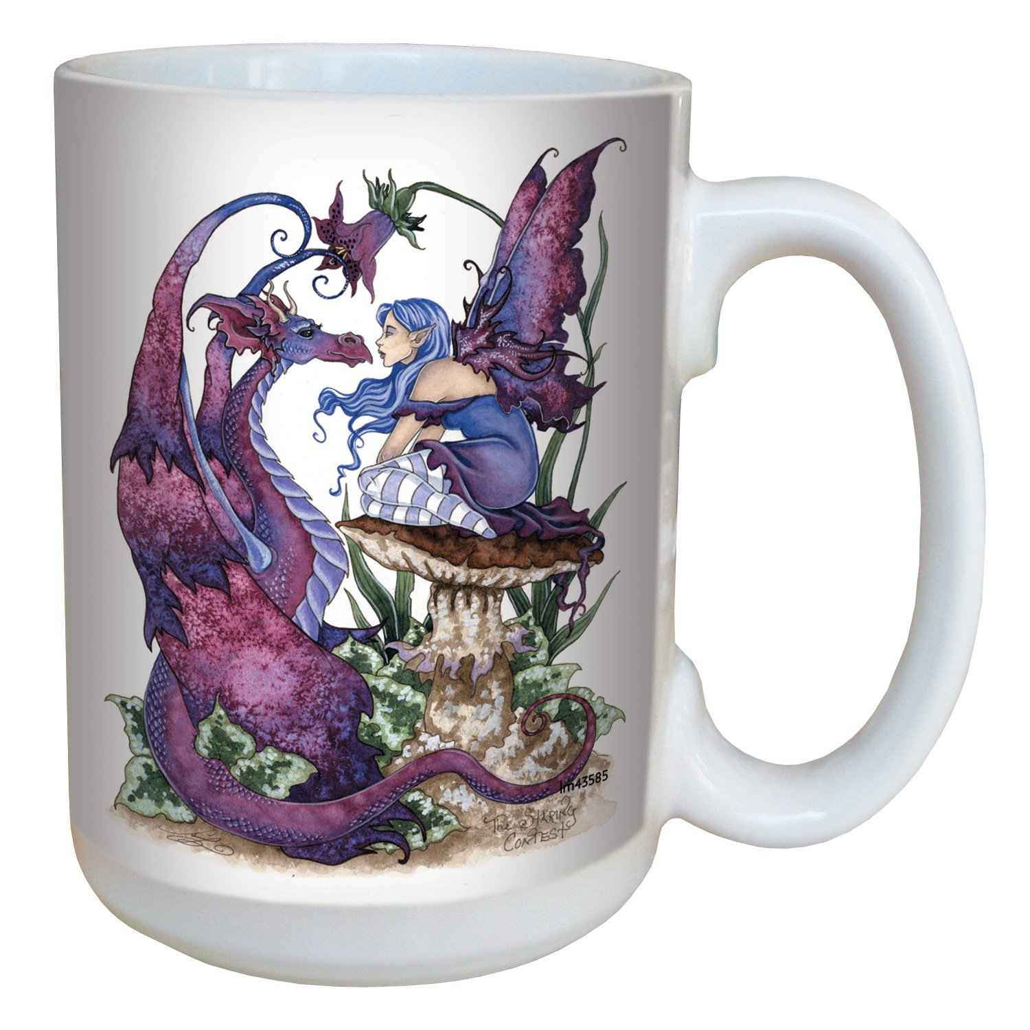 Fantasy The Staring Contest Fairy and Dragon Large 15-Ounce Ceramic Coffee Mug Cup by Amy Brown - Fairies Gift - Tree-Free Greetings lm43585