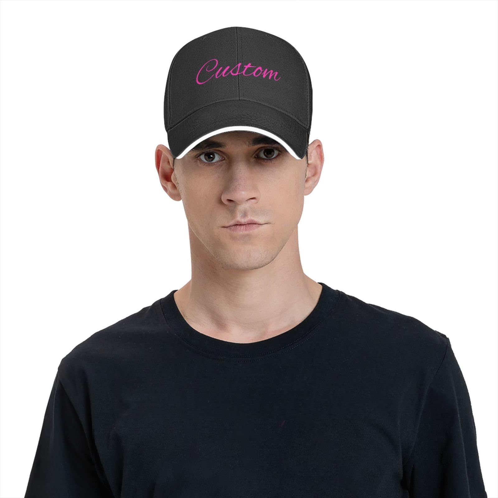 Generic Custom Baseball Cap Personalized Baseball Cap Custom Baseball Hat with Text Logo Design Your Own Custom Hats for Men Women Black