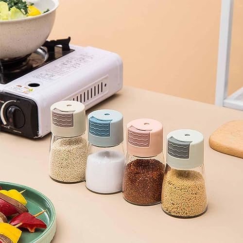 Salt and Pepper Shakers Precise Quantitative Push Type, 0.02oz Metering Salt Shaker Glass Metered Salt Dispenser, Press 0.5g Intake of Salt Air-Tight Glass Seasoning Condiment Bottle,