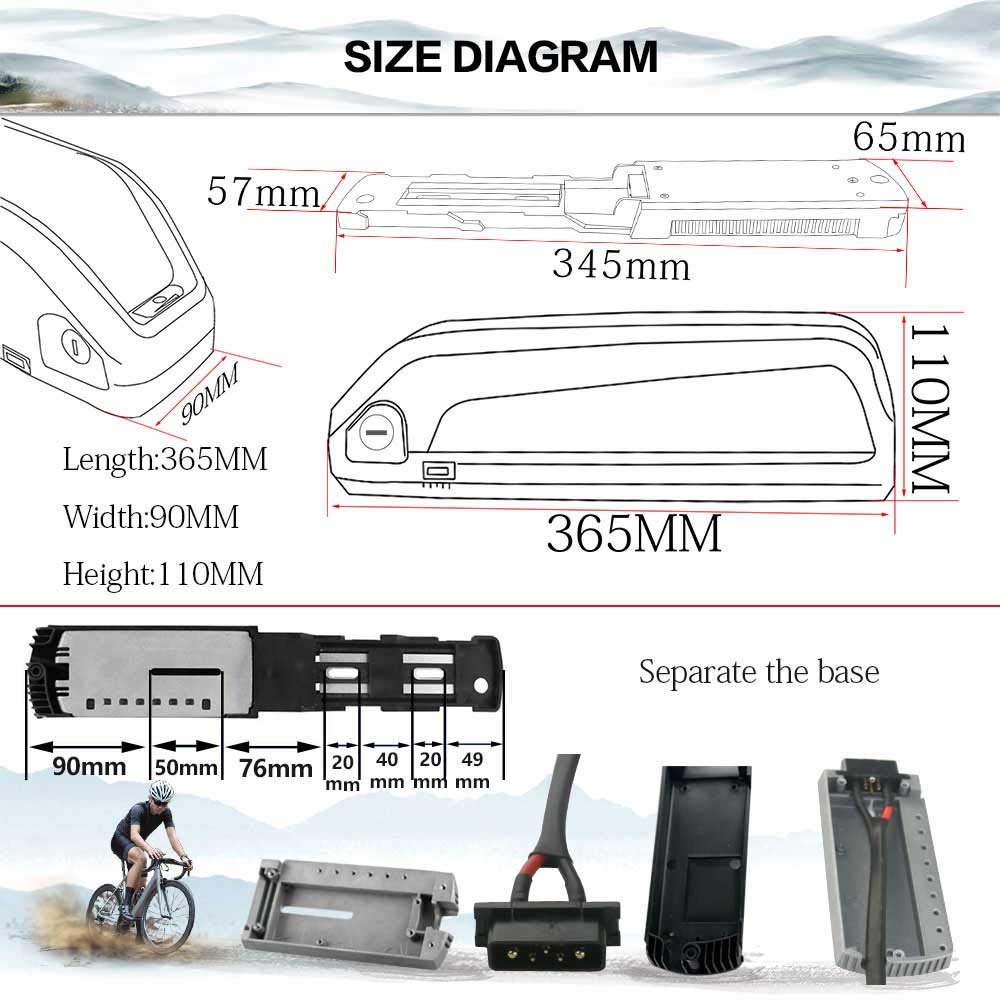 Ebike Battery 52V 13AH for 1000W 750W 500W Motor, Electric Bike Lithium Battery Pack for bafang, AW, ebike Conversion kit
