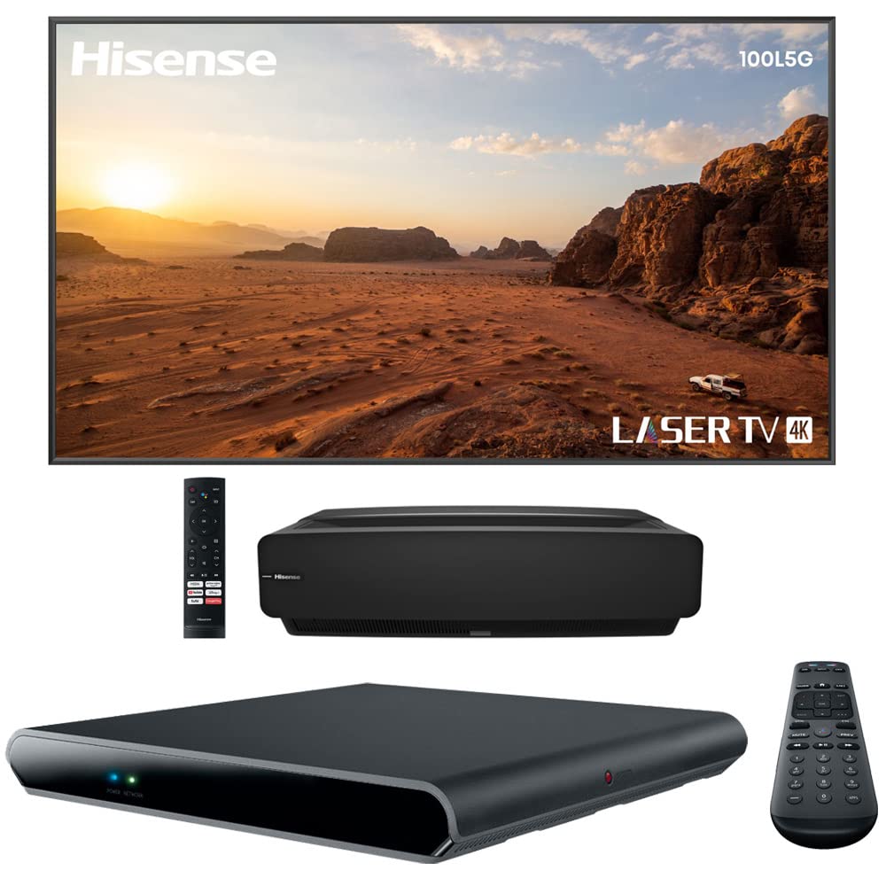 Hisense 100L5G-CINE100A 100" 4K Ultra-Short-Throw Laser TV & 100'' ALR Cinema Screen Cord Cutting Bundle with DIRECTV Stream Device Quad-Core 4K Android TV Wireless Streaming Media Player