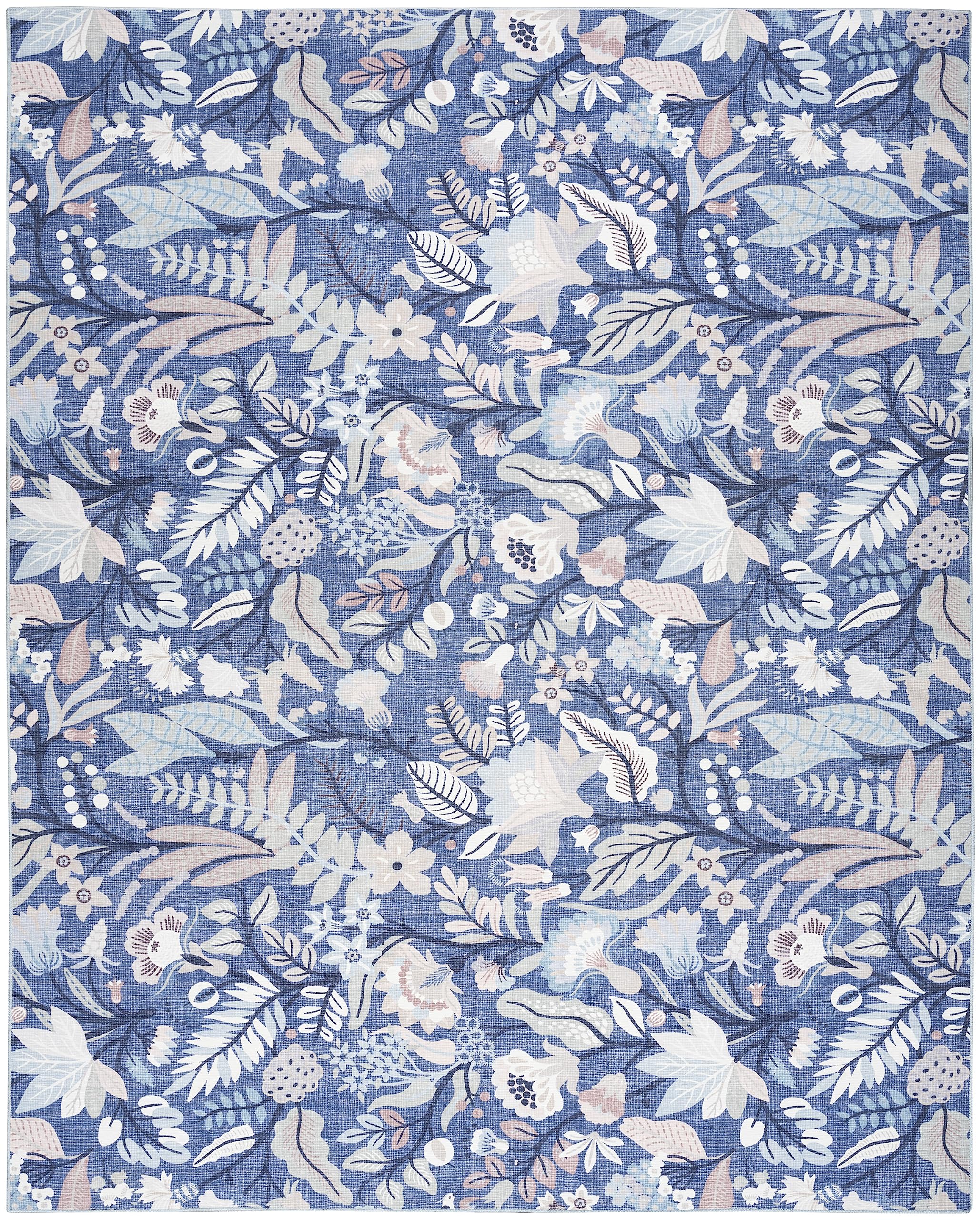 Nourison Washables Floral Navy Multicolor 5'2" x 7' Area -Rug, Easy -Cleaning, Non Shedding, Bed Room, Living Room, Dining Room, Kitchen (5x7)