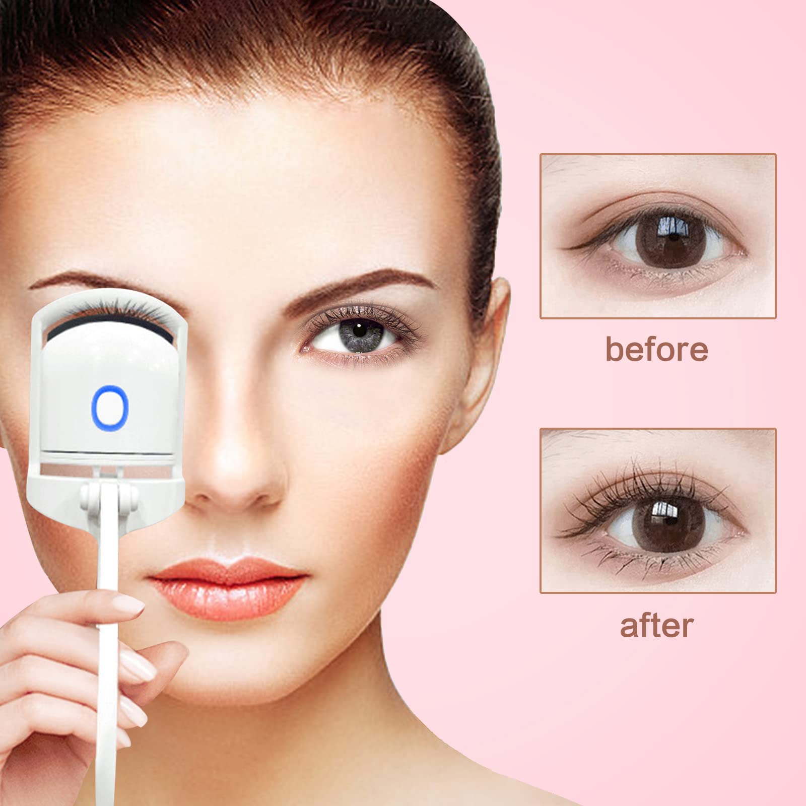 Heated Eyelash Curlers Fast Heating, Eyelash Curler 2 Gears Adjustable(149°F/185°F),Eyelash Curlers Portable, USB Lash Curler, Fast Curling Tweezerman Eyelash Curler, Get The Perfect Curl Within 5S