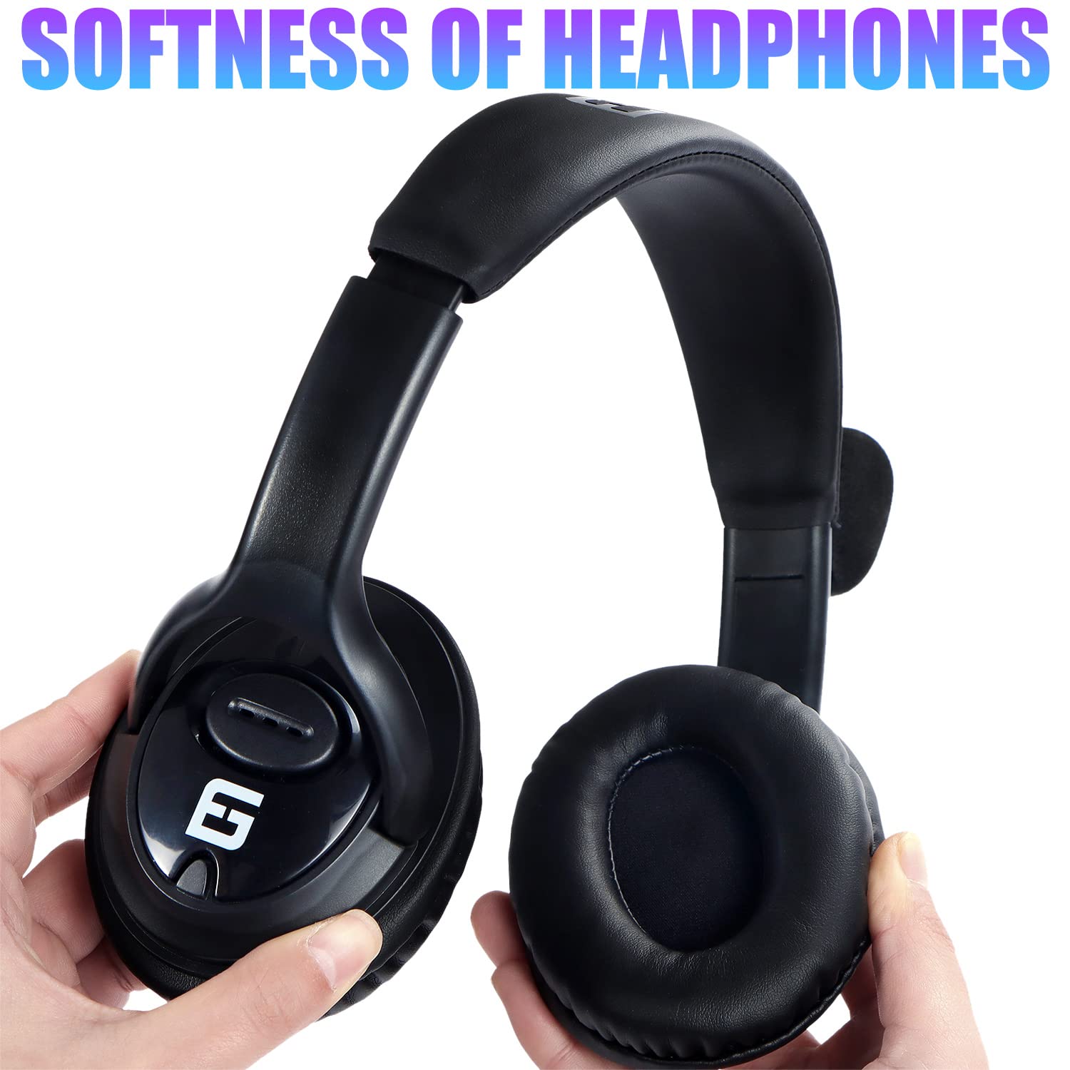 ElloGear EG15 Stereo Gaming Headset for PS4, PC, Xbox One, PS5 Controller - Gaming Headphones with Microphone, Noise Cancelling Mic, Volume Control, Wired Headset for Computer Office PC - Black