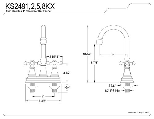Kingston Brass KS2495KX Governor Bar Faucet, 5", Oil-Rubbed Bronze