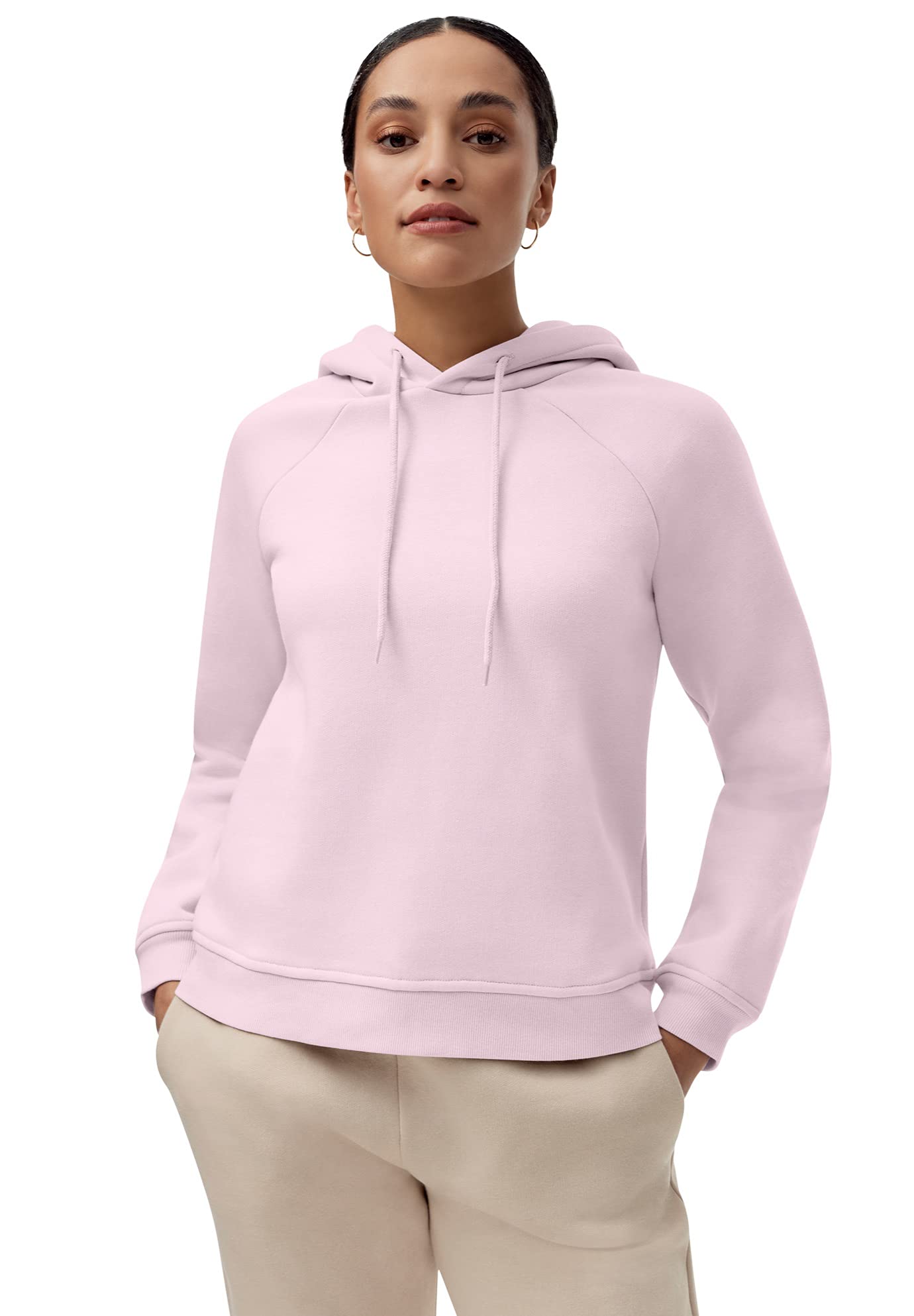 Ellos Women's Plus Size Hooded Fleece Sweatshirt - 22/24, Misty Rose