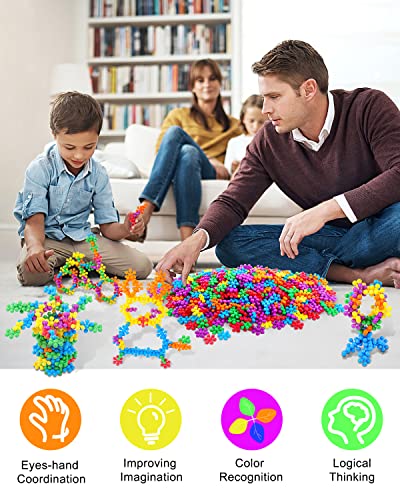 FASTSPOK Building Blocks, 500 Pieces Kids STEM Building Toys Discs Sets Interlocking Solid Plastic for Preschool Kids Boys and Girls Aged 3+, Creativity Kids Educational Toys