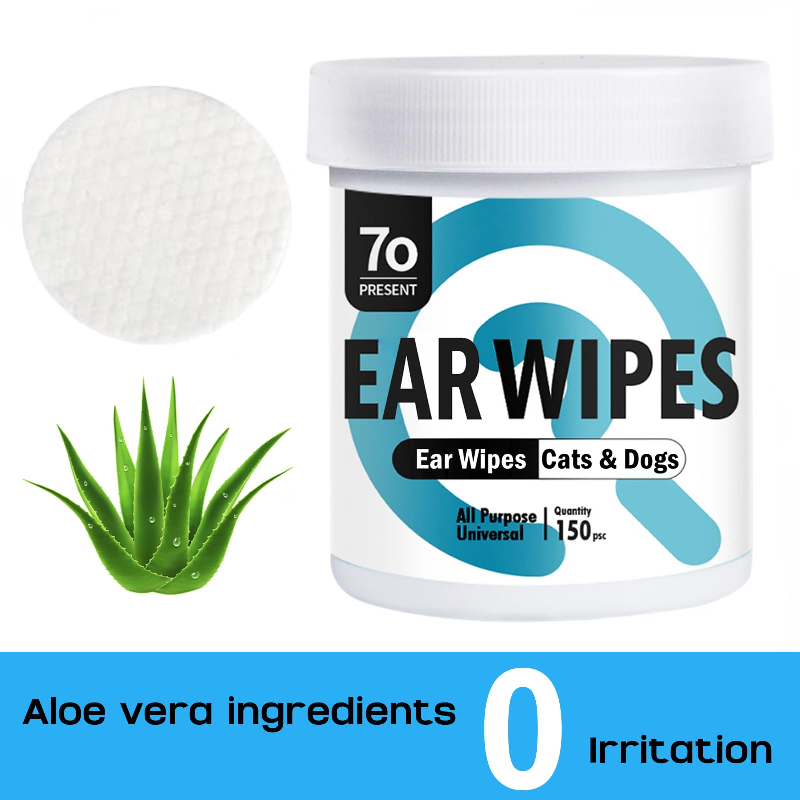 HEKEDES - Dog Ear Cleaner Wipes - Remove Ear Odor and Debris - Aloe Vera Extract - Pet Ear Wipes for Dogs and Cats - 2.76 Inch Non-Woven Fabric - 150 Count