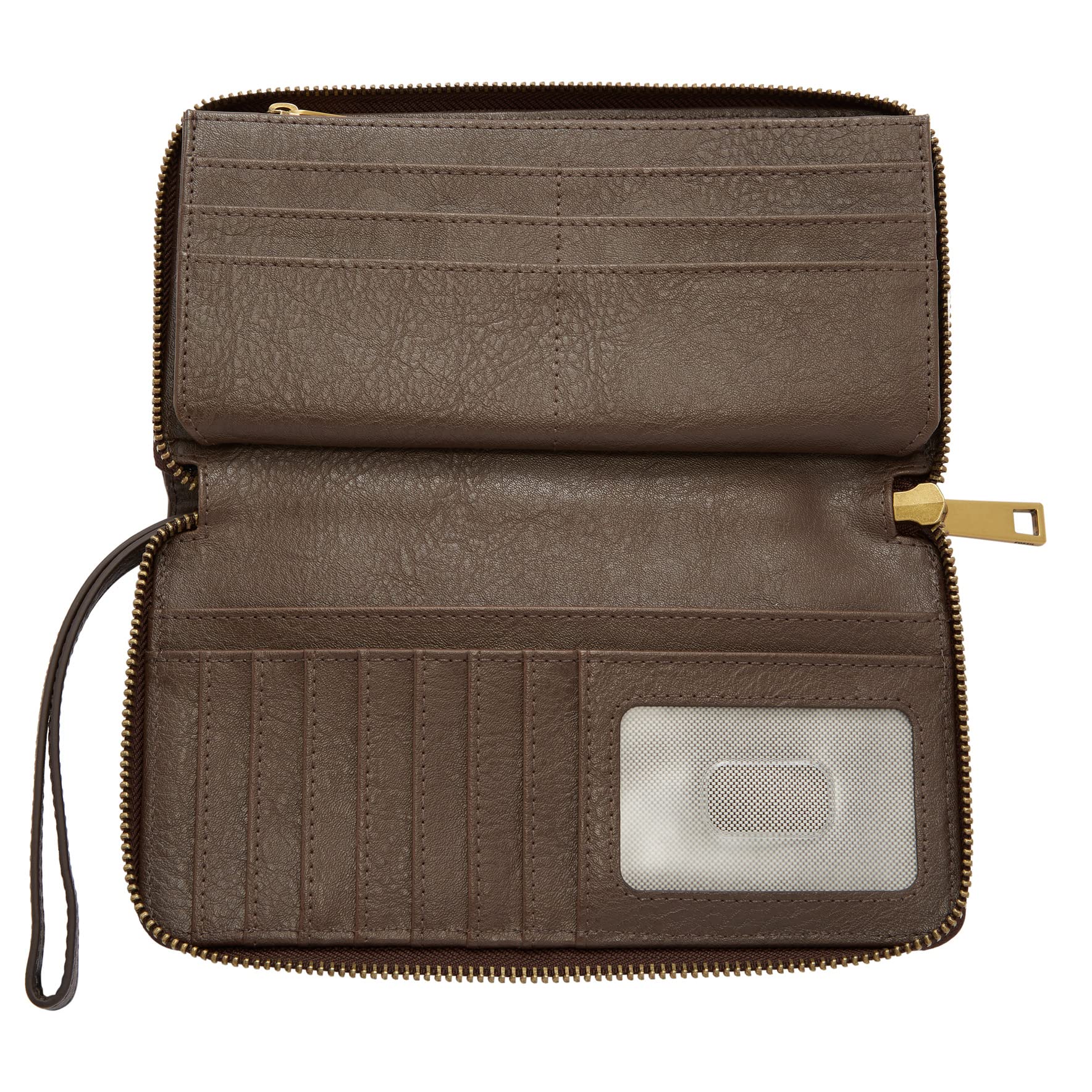 Fossil Women's Liza Leather Zip Around Clutch Wallet With Retractable Wristlet Strap