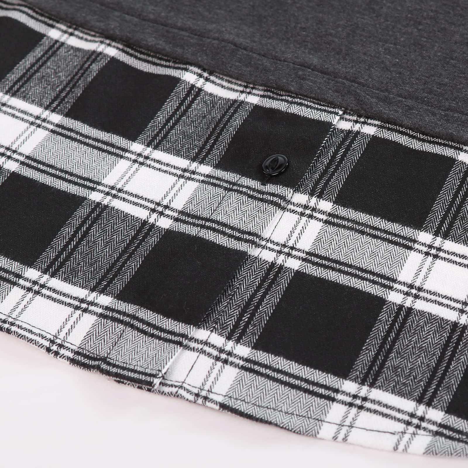 DJT Fashion Women's 2-in-1 Plaid Checker Pullover Sweatshirt T-Shirt Tops L Grey