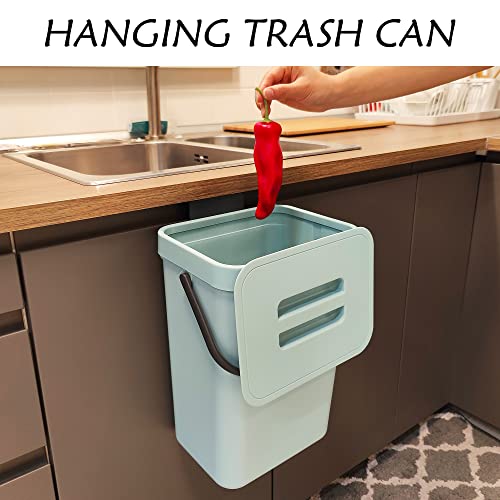 StoneSpace Under Sink Compost Bin Indoor Kitchen Sealed, 3.2 Gallon/12L Compost Bucket for Kitchen, Wall Mounted Small Trash Can with Lid,1 Pack Blue