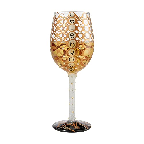 Enesco Designs by Lolita Celebrate Artisan Wine Glass, 15 Ounce, Multicolor