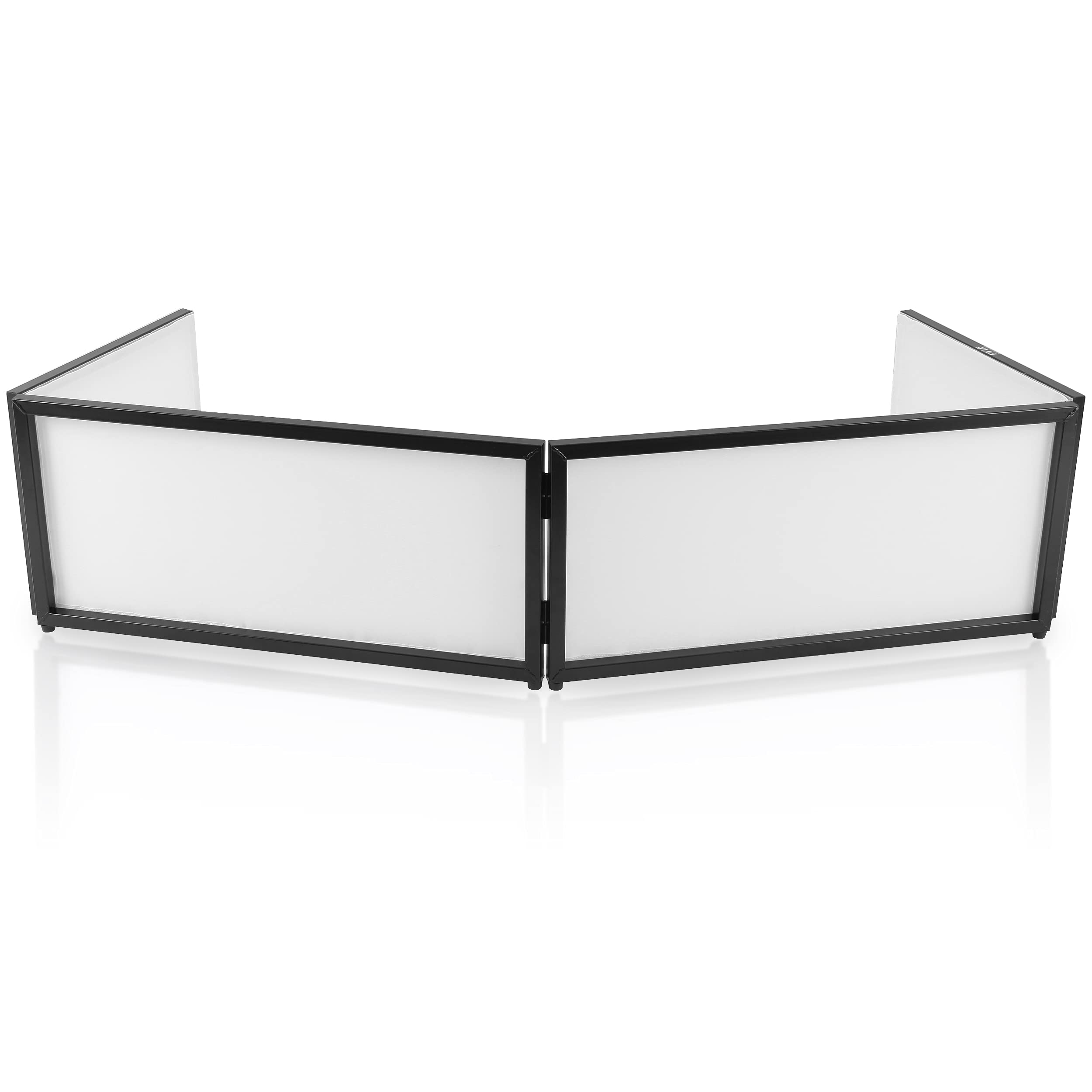 Pyle DJ Booth Foldable Cover Screen - Portable 5.6 ft Tabletop Event Facade Front Board Video Light Projector Display Scrim Panel -Folding Steel Frame Panel Stand, Stretchable Lycra Spandex PDJFAC02
