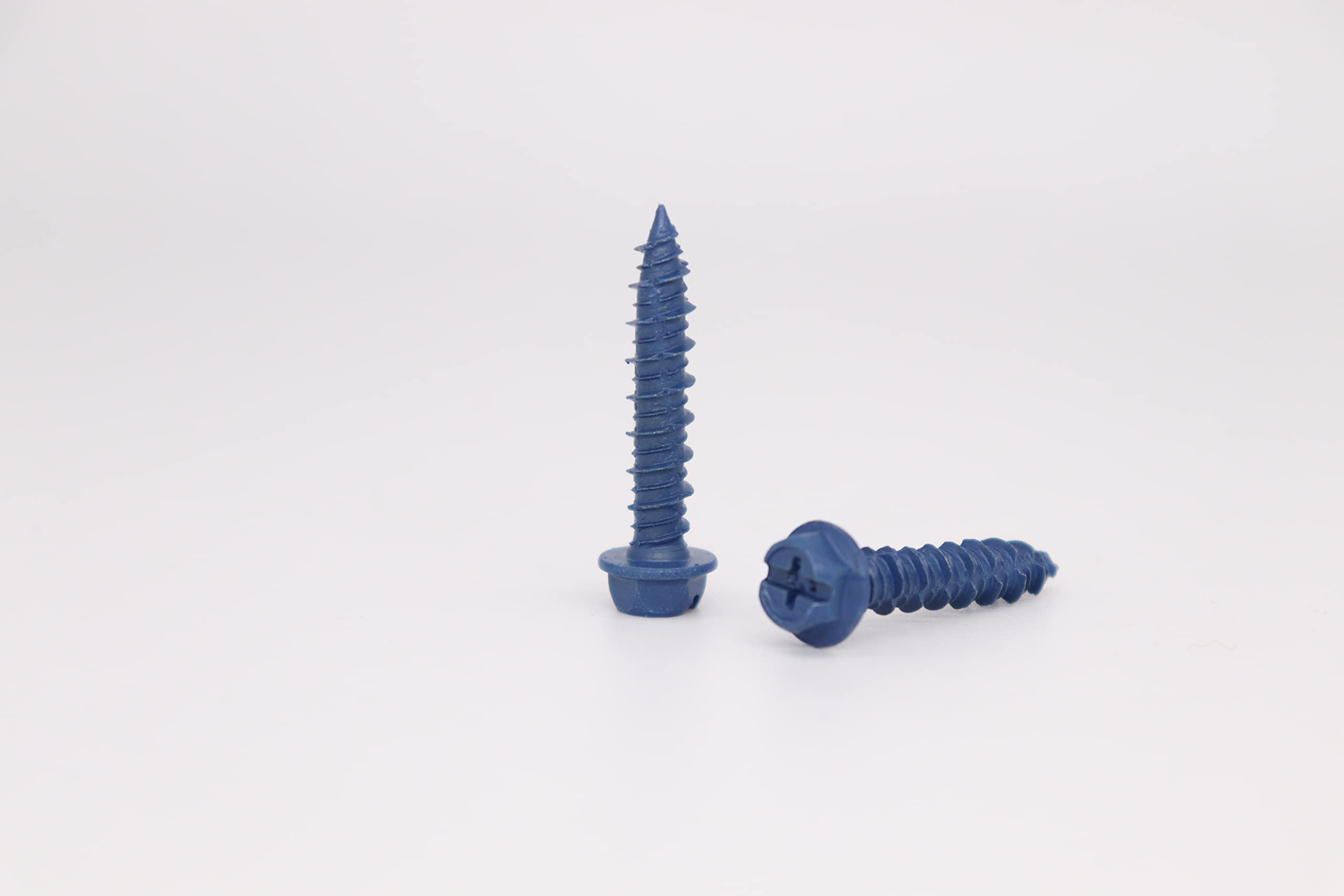 HLAFIX Fastener Blue Ruspert Coating Concrete Screw 1/4”x1-1/4”, Hex Washer Head, Sharp Point, 25pcs in Blister Package