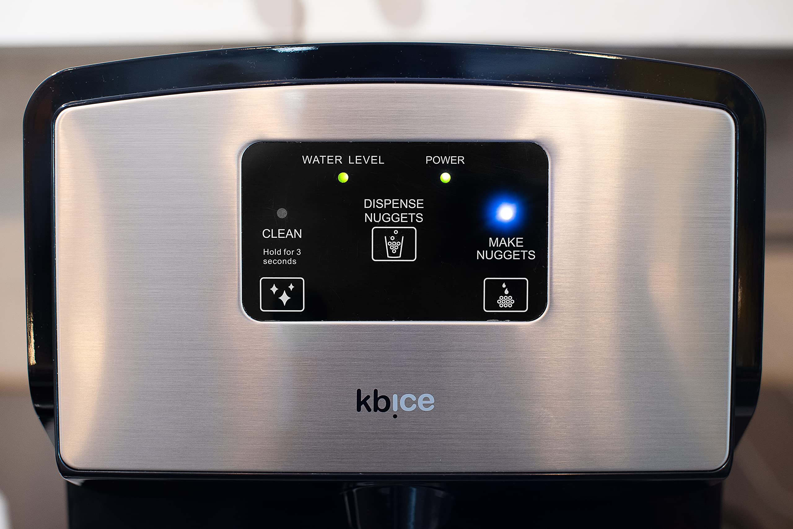 KBice Self Dispensing Countertop Nugget Ice Maker, Crunchy Pebble Sonic Ice Maker's Produces Max 30 lbs of Nugget Ice per Day, Stainless Steel Display Panel