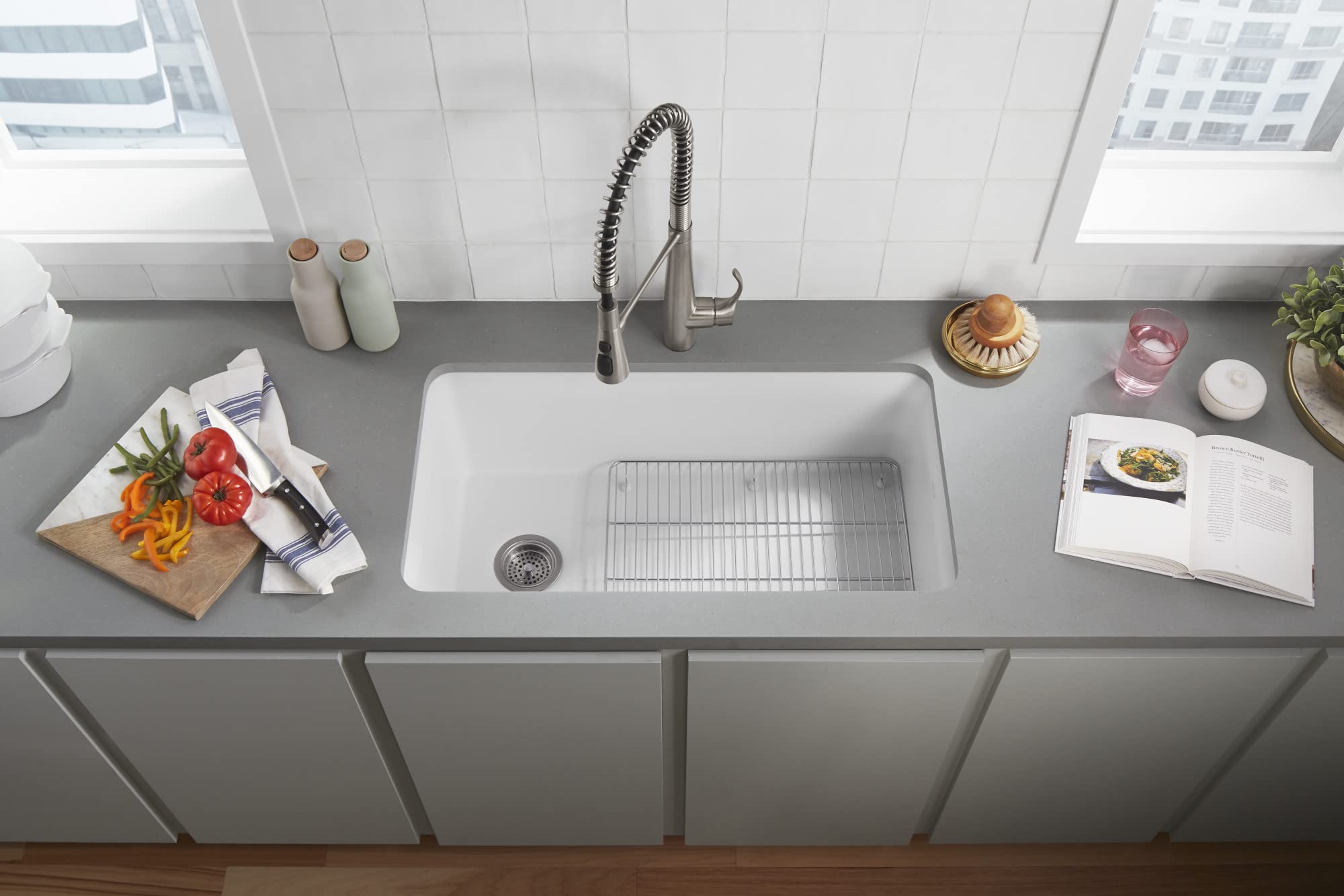 KOHLER K-8206-CM6 Cairn Sink, 33 in, Matte White