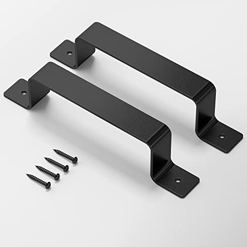 SANKEYTEW Barn Door Pull Handle Black Steel Hardware for Sliding Door Gate Cabinet Closet Drawer Garage Shed, Rustic Style (2 pcs)