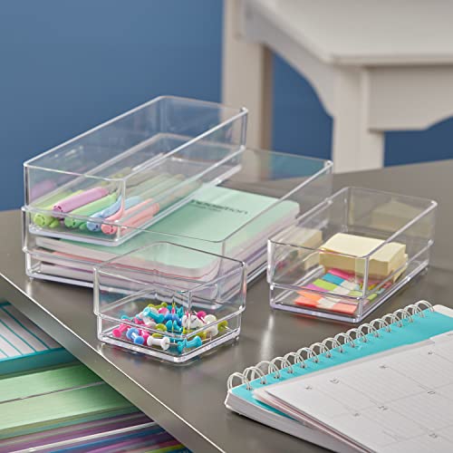 STORi SimpleSort 18-Piece Stackable Clear Drawer Organizer Set | Multi-size Trays | Makeup Vanity Storage Bins and Office Desk Drawer Dividers | Made in USA
