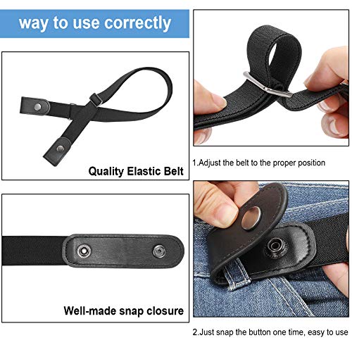 SANSTHS Buckle-Free Elastic Women Belt for Jeans Without Buckle, Comfortable Invisible Belt No Bulge No Hassle (Black)