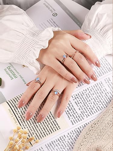 Elspeth Moonstone Ring for Women 925 Sterling Silver with Rose Gold Plated Engagement Promise Rings for Her (6)
