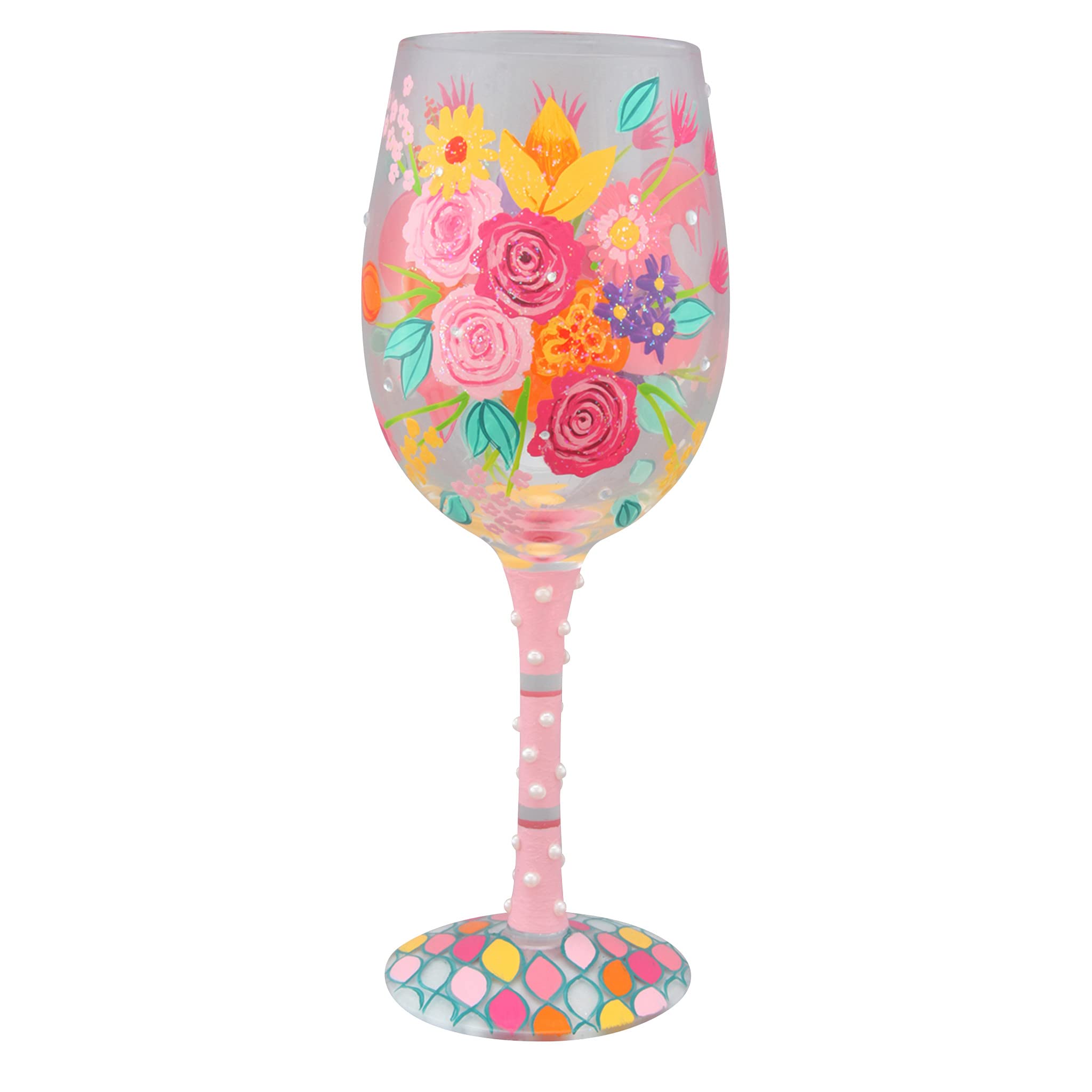 Enesco Designs by Lolita Glad You're My Mom Hand-Painted Artisan Wine Glass, 15 Ounce, Multicolor