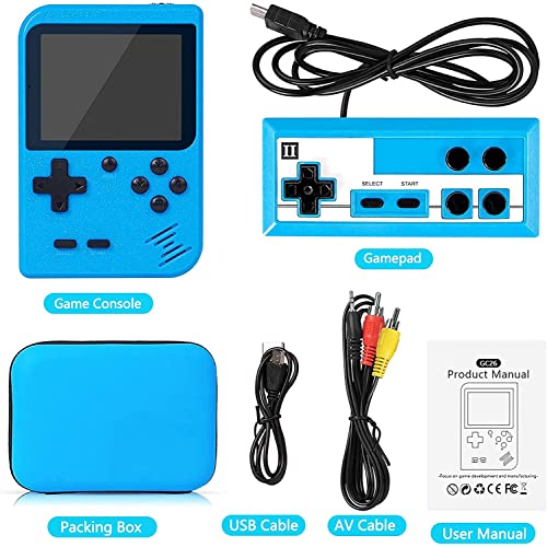 Tlsdosp Handheld Game Console, Portable Retro Video Game Console 500 Classic FC Games, Large Battery Capacity of 1020mAh, Support Rechargeable and Connect to TV for Two People to Play Together (Blue)
