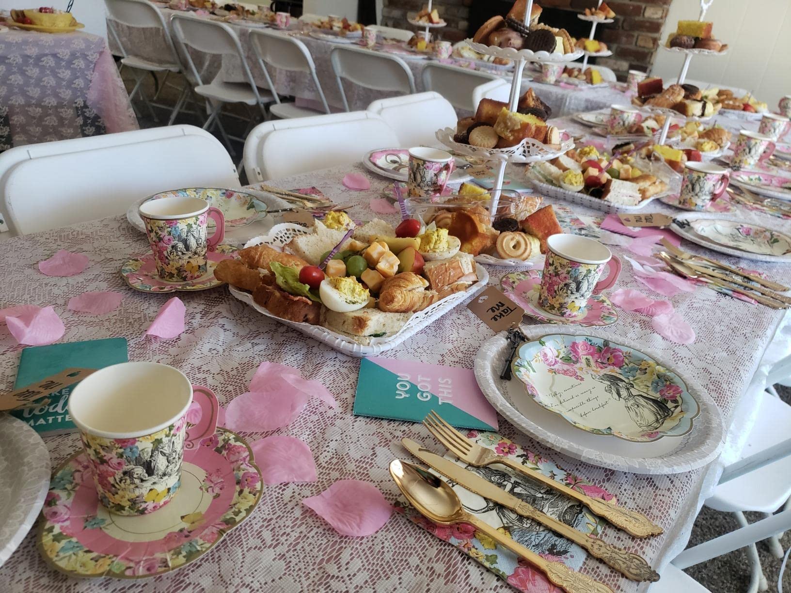 FEOOWV 2pcs 3 Tier Round &3pcs Rectangle Serving Trays, Plastic Party Cake Stand and Cupcake Holder Fruits Dessert Display Plate Table Decoration for Wedding Birthday Party Celebration(Set of 5pcs)