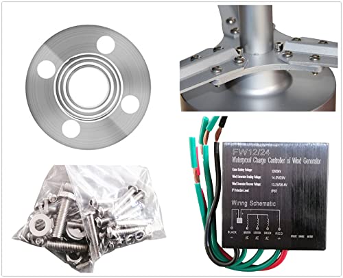 Gdrasuya10 Wind Turbine Generator 450W 12V DC with 3 Blades Wind Vertical Axis Turbine Generator AC Permanent Magnet Generator Wind Turbine Kit with Controller for Hybrid Wind Solar System