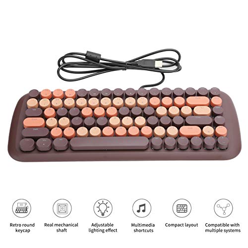 Heayzoki Gaming Keyboard,Blue Switch Wired Keyboard with 84 Keys Retro Gaming Keyboard for Home Office Computer,with The Best Gaming Experience (Candy-M Mechanical Wired Chocolate Mixed Color)
