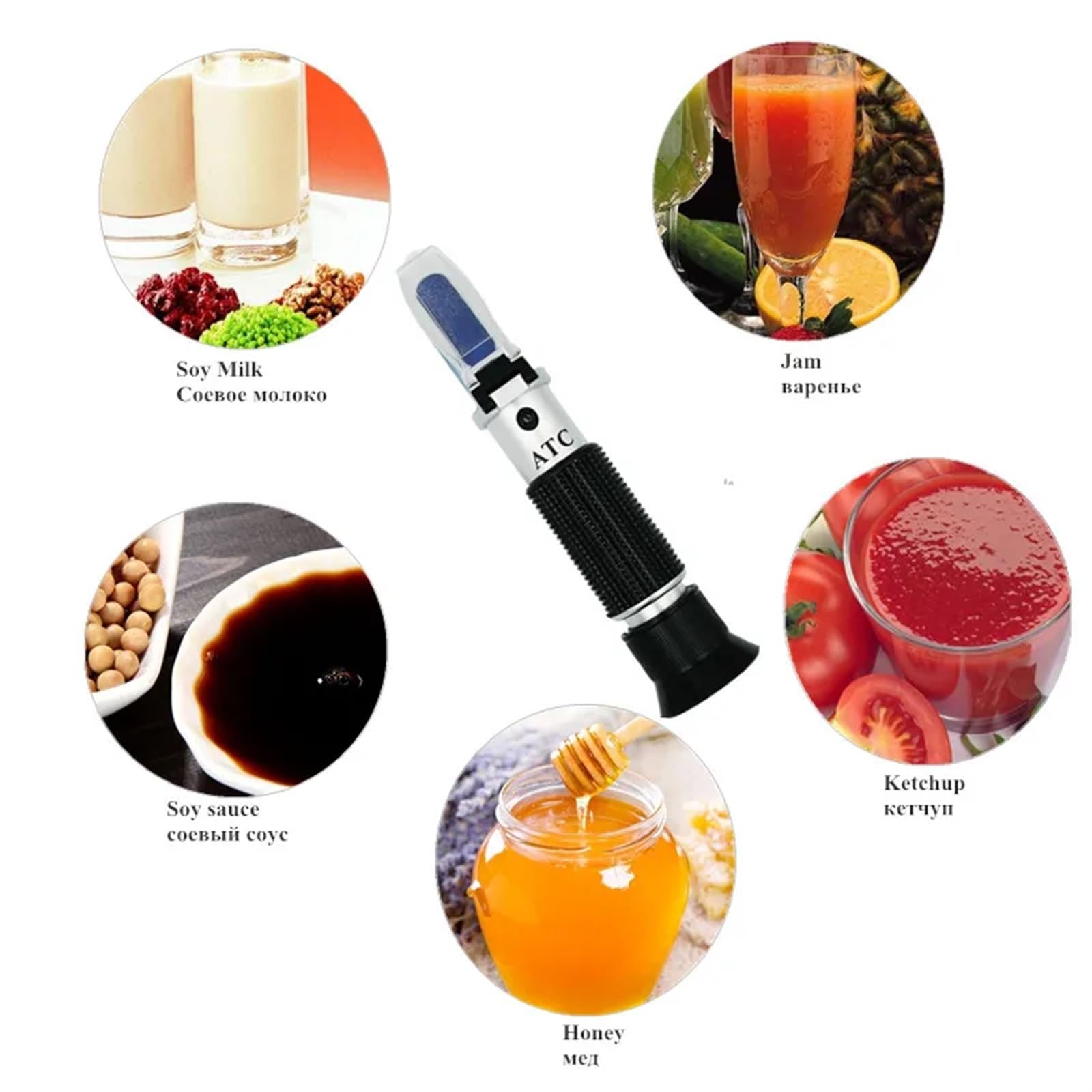 KYKYK Refractometer, Handheld Sugar Refractometer Honey Fruit Sugar Solution Brix 0-20% Optical Concentration Sugar Measuring Instrument with ATC for Fruit, Homebrewing, Juice, Vegetables